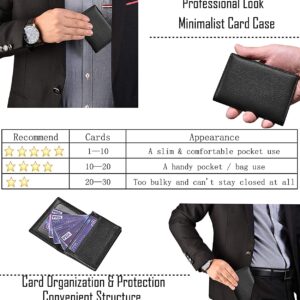 Outrip Genuine Leather Business Card Holder Name Card Case Credit Card Wallet with ID Window RFID Blocking (Black)