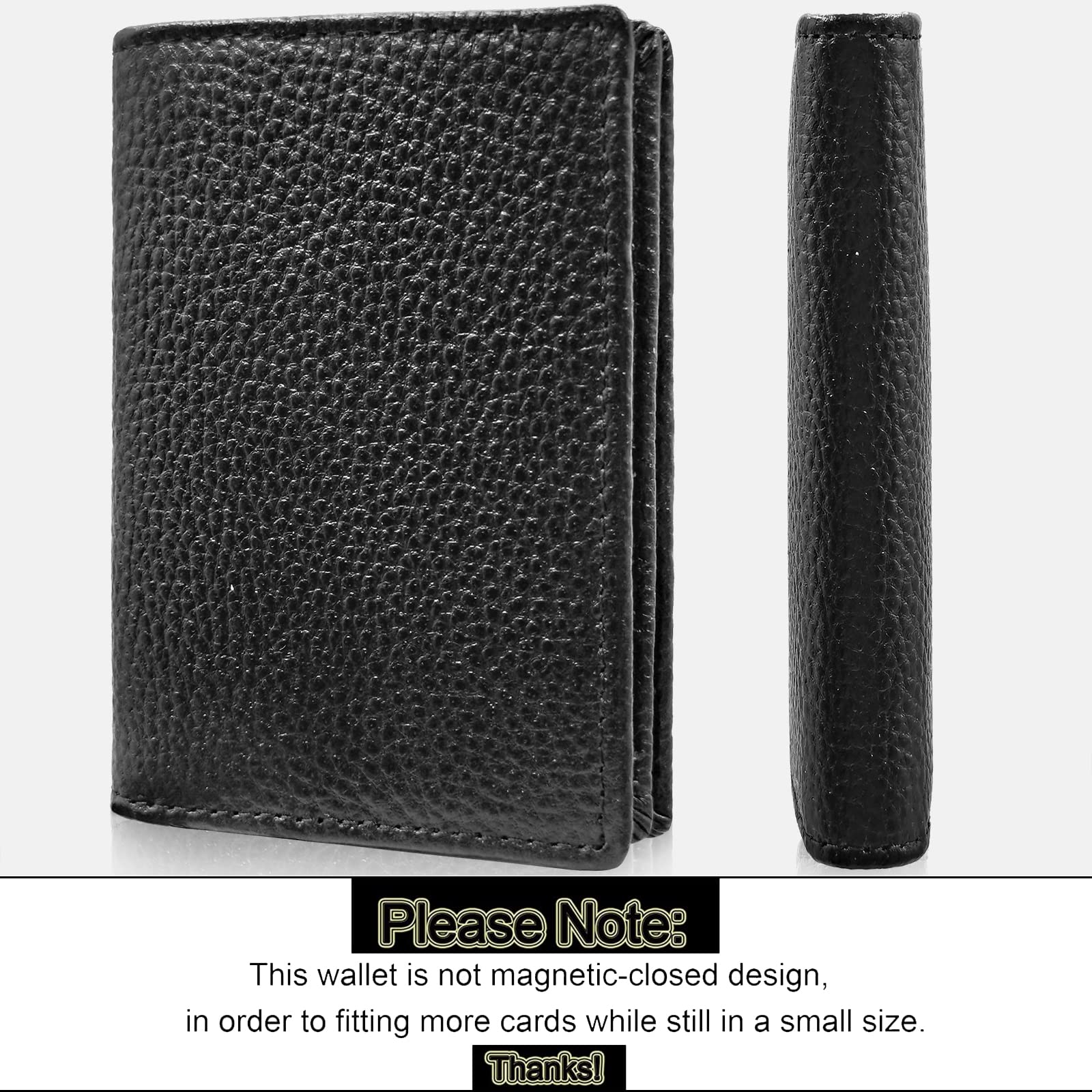 Outrip Genuine Leather Business Card Holder Name Card Case Credit Card Wallet with ID Window RFID Blocking (Black)