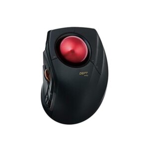 elecom deft pro trackball mouse, wired, wireless, bluetooth, finger control, ergonomic design, 8-button function, optical gaming sensor, smooth red ball, windows11, macos(m-dpt1mrbk)