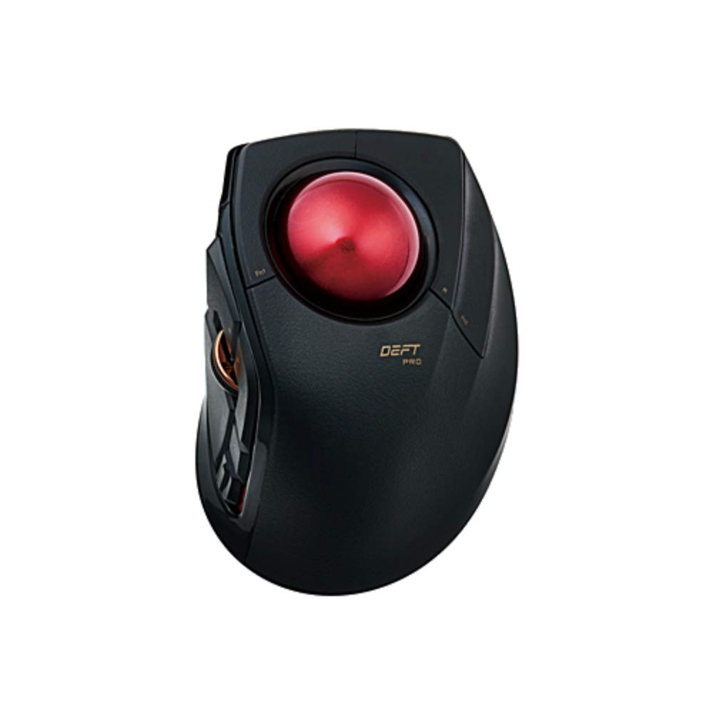 ELECOM DEFT PRO Trackball Mouse, Wired, Wireless, Bluetooth, Finger Control, Ergonomic Design, 8-Button Function, Optical Gaming Sensor, Smooth Red Ball, Windows11, MacOS(M-DPT1MRBK)