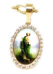 gold plated saint jude pendant necklace figro 26" san judas tadeo medalla oro laminado figaro