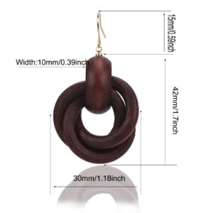 Wooden Earrings for Women Big Statement Circle Beautiful Hoop Earrings (Brown Tone)