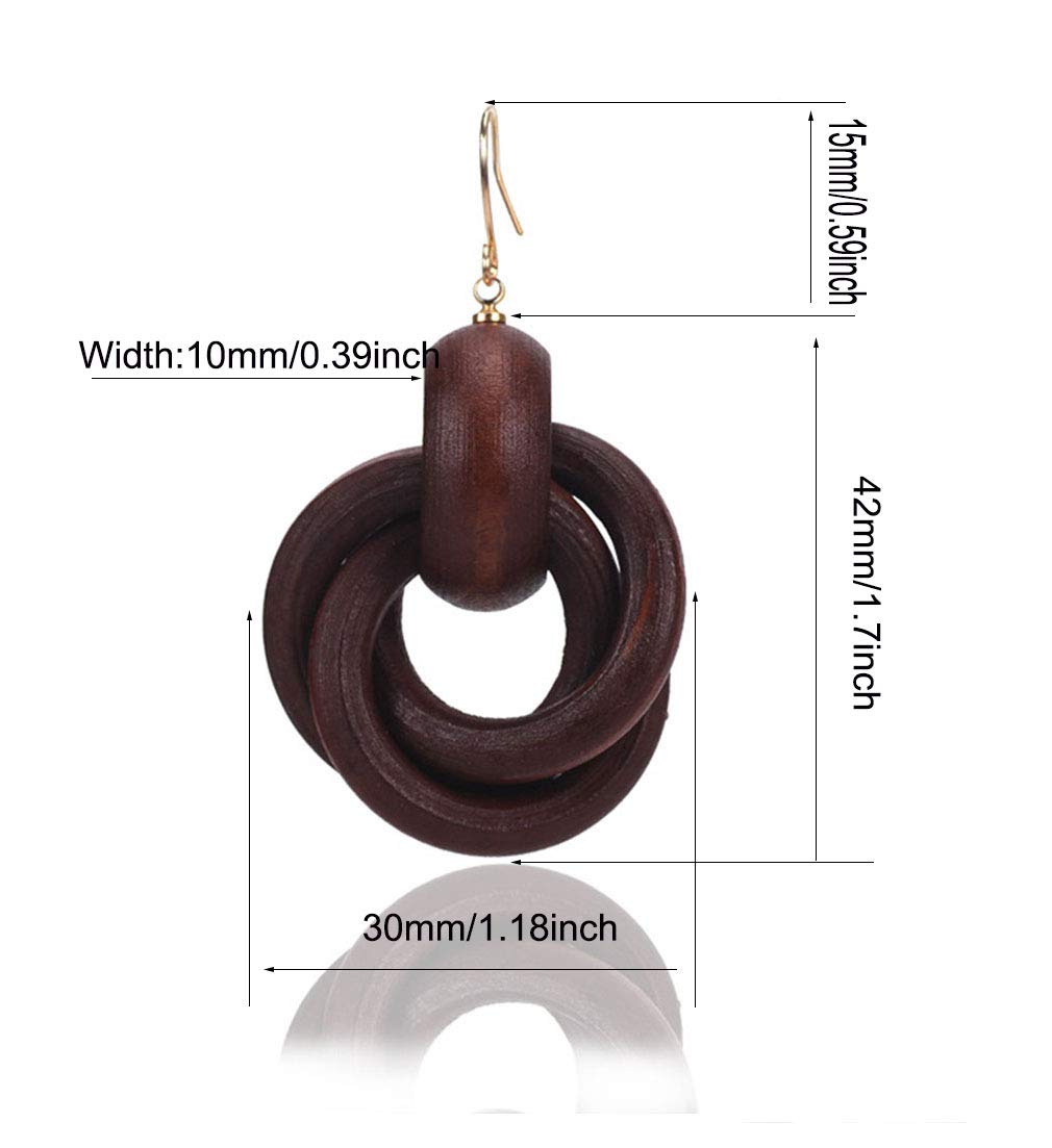 Wooden Earrings for Women Big Statement Circle Beautiful Hoop Earrings (Brown Tone)