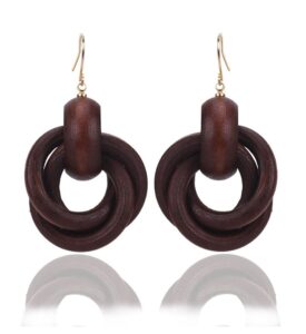 wooden earrings for women big statement circle beautiful hoop earrings (brown tone)