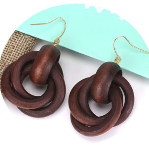 Wooden Earrings for Women Big Statement Circle Beautiful Hoop Earrings (Brown Tone)