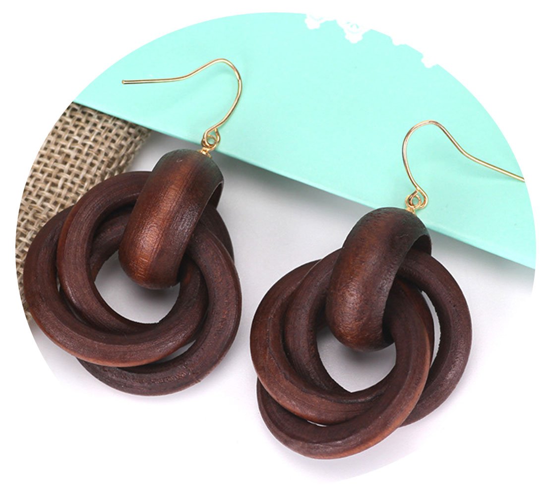 Wooden Earrings for Women Big Statement Circle Beautiful Hoop Earrings (Brown Tone)