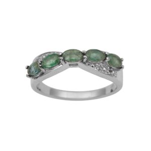 shine jewel genuine emerald 925 silver stacking ring half eternity wedding stackable band (10)