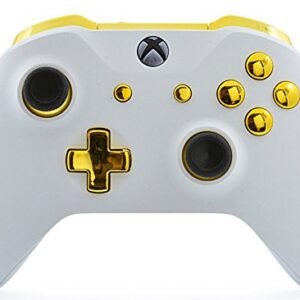 "White/Gold" UN-MODDED Custom Controller compatible with Xbox One S/X Unique Design (with 3.5 jack)