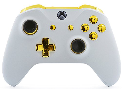 "White/Gold" UN-MODDED Custom Controller compatible with Xbox One S/X Unique Design (with 3.5 jack)