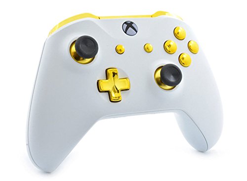 "White/Gold" UN-MODDED Custom Controller compatible with Xbox One S/X Unique Design (with 3.5 jack)