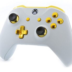 "White/Gold" UN-MODDED Custom Controller compatible with Xbox One S/X Unique Design (with 3.5 jack)