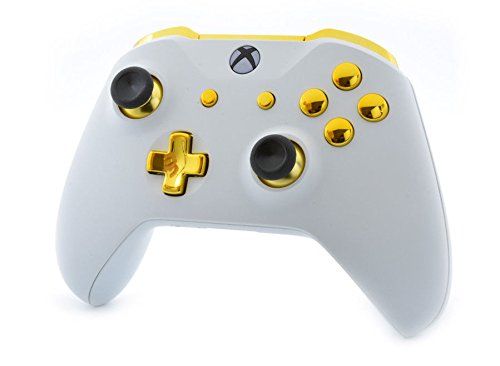 "White/Gold" UN-MODDED Custom Controller compatible with Xbox One S/X Unique Design (with 3.5 jack)