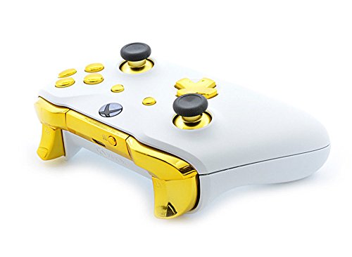 "White/Gold" UN-MODDED Custom Controller compatible with Xbox One S/X Unique Design (with 3.5 jack)