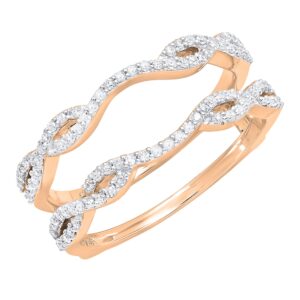 dazzlingrock collection 0.35 carat (ctw) round white diamond double enhancer wedding ring in 14k rose gold size 6.5