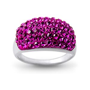 colorful multi fuchsia crystal stone vintage dazzling 925 sterling silver finger ring -size 7