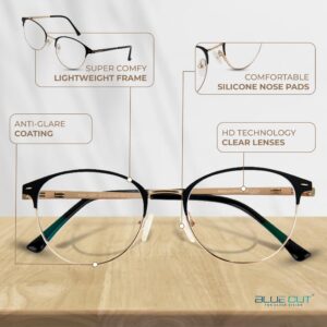 Blue Light Blocking Round Glasses Anti-Fatigue Non prescription Computer Glasses Prevent Headaches Gamer Glasses