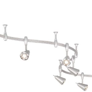 Pro Track Track Light Fixture - 6 Head Light, Brushed Nickel, Adjustable Monorail Modern LED Track Light for Ceilings, Kitchen Islands, Bedrooms, Foyers, and Living Rooms - 108" Wide, 9 1/4" High