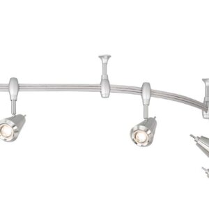 Pro Track Track Light Fixture - 6 Head Light, Brushed Nickel, Adjustable Monorail Modern LED Track Light for Ceilings, Kitchen Islands, Bedrooms, Foyers, and Living Rooms - 108" Wide, 9 1/4" High