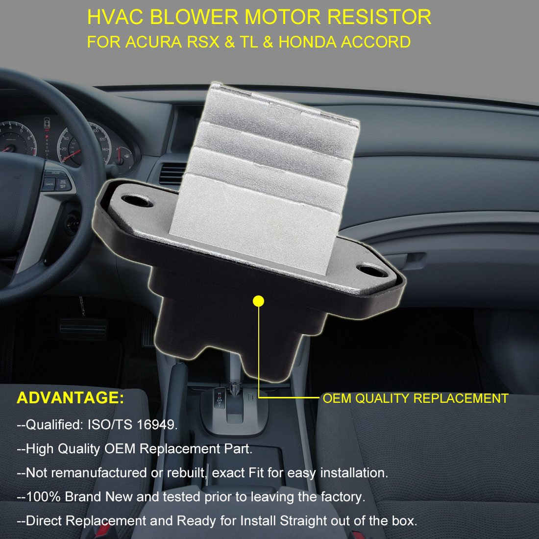 FAERSI HVAC Fan Blower Motor Resistor Replacement for 2002-2006 Acura RSX, 2004-2008 Acura TL, 2003-2007 Honda Accord Replaces JA1382 79330S6M941 2400-300016 Blower Motor Resistor