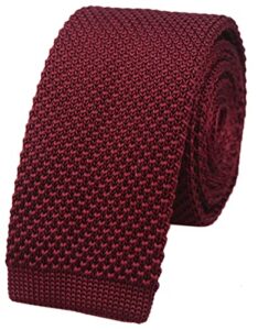 kihatwin men's wine red eco-friendly self ties extra long knitted necktie solid 58 inches