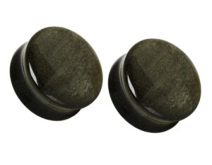 pierced owl natural golden obsidian stone saddle plugs, sold as a pair (12mm (1/2in))