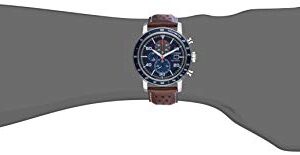 Citizen Men's Eco-Drive Weekender Brycen Chronograph Watch in Stainless Steel, Brown Leather strap, Blue Dial (Model: CA0648-09L)