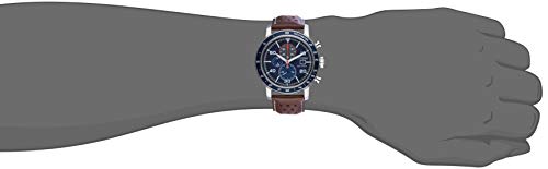 Citizen Men's Eco-Drive Weekender Brycen Chronograph Watch in Stainless Steel, Brown Leather strap, Blue Dial (Model: CA0648-09L)