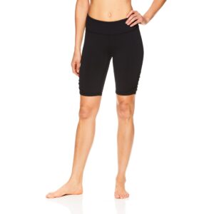 gaiam women's yoga short performance spandex compression legging shorts - black, x-small