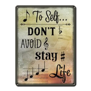 note to self, 8.5 x 11.5 inch aluminum sign, music themed decor for music room or studio wall, gifts for musicians, orchestra conductors, songwriters, teachers, composers and singers al-0912-rk3038