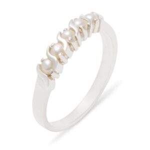 letsbuygold solid 925 sterling silver cultured pearl womens eternity band ring - 12 - size 12