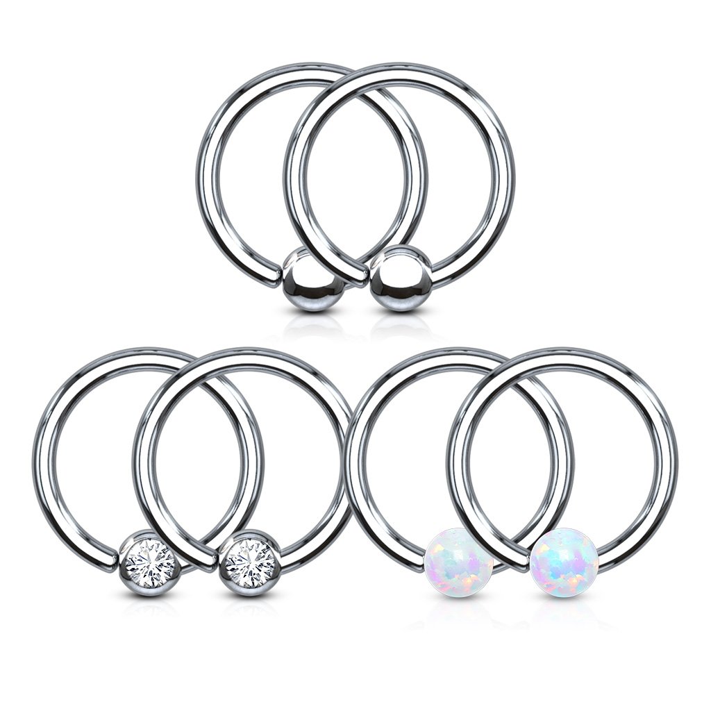 Pierced Owl Set of 6 316L Surgical Steel Assorted Fixed Ball Rings (18GA (1.0mm))