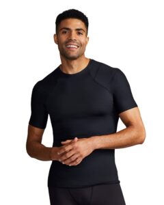 tommie copper shoulder support shirt for men, posture corrector compression shirts for men with upf 50 sun protection, shoulder compression with shoulder support for men, black xl