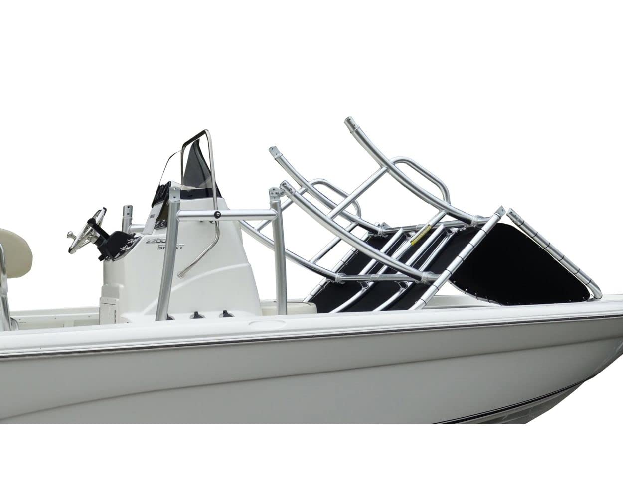 Fishmaster Pro Series Boat T-Top for Center Console Fishing Boats - Universal Fit - Polished and Anodized - Grey Top