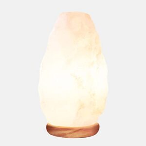 himalayan glow white salt crystal lamp,natural salt night light,hand crafted with neem wooden base,salt lamp bulb,(etl certified) dimmer switch | 5-7 lbs