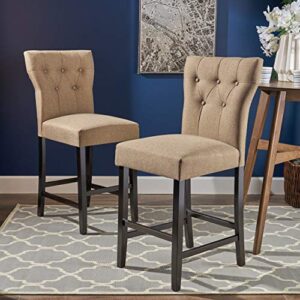 Christopher Knight Home Danar Fabric Counterstool, 2-Pcs Set, Mocha