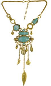 shineland bohemian exaggerate turquoise big alloy pendant necklace women statement jewelry (style # 2 anti gold)