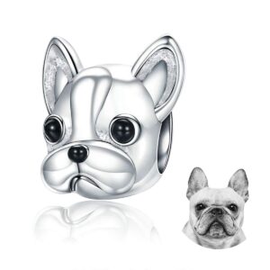 forever queen dog charm 925 sterling silver, cute loyal partners french bulldog doggy animal pet bead charms fit charms for pandora bracelets jewelry, animal lovers…