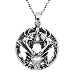 aeravida wiccan stag star celtic .925 sterling silver pendant necklace