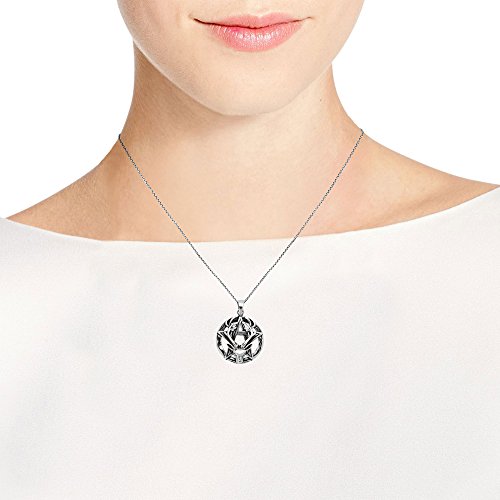 AeraVida Wiccan Stag Star Celtic .925 Sterling Silver Pendant Necklace