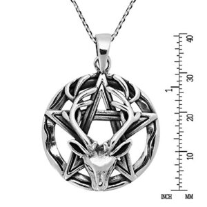 AeraVida Wiccan Stag Star Celtic .925 Sterling Silver Pendant Necklace