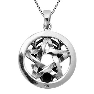 AeraVida Wiccan Stag Star Celtic .925 Sterling Silver Pendant Necklace