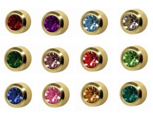 12 pairs studex birthstones large 5mm gold plated bezel setting ear piercing stud earrings