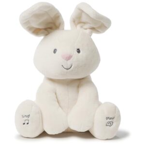 gund baby flora the bunny animated plush, singing stuffed animal toy for ages 0 and up, cream, 12" (styles may vary)