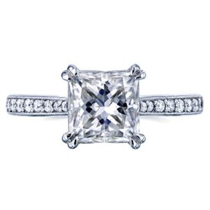 Kobelli Princess Moissanite Square Shank Trellis Engagement Ring 2 1/10 CTW 14k White Gold (GH/VS, GH/I), 5