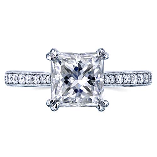 Kobelli Princess Moissanite Square Shank Trellis Engagement Ring 2 1/10 CTW 14k White Gold (GH/VS, GH/I), 5