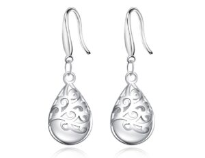 wishing tree 925 sterling silver filigree drop dangle earrings for women (vogue hook)