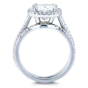 Kobelli Cushion Forever One Moissanite Halo Bridal Rings Set 2 1/2 CTW 14k White Gold (DEF/VS, GH/I), 10.5