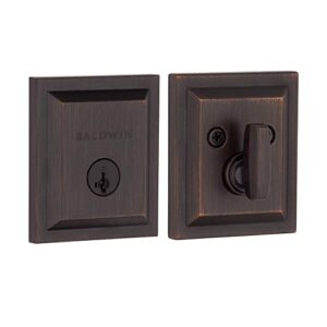 baldwin spyglass, single cylinder front door deadbolt featuring smartkey re-key technology and microban protection, in venetian bronze