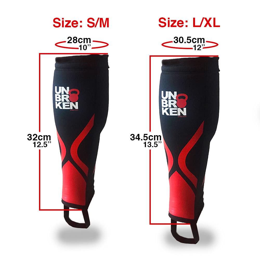 UNBROKENSHOP Cross Fit Shin Guard Calf Compression Sleeve 7mm, Weightlifting, Deadlift, Rope Climb, Box Jumps for Men Women, Single (Red) [L/XL]