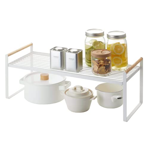 YAMAZAKI home Wired Organizer Rack-Kitchen Storage Shelves, One Size, White - 3803